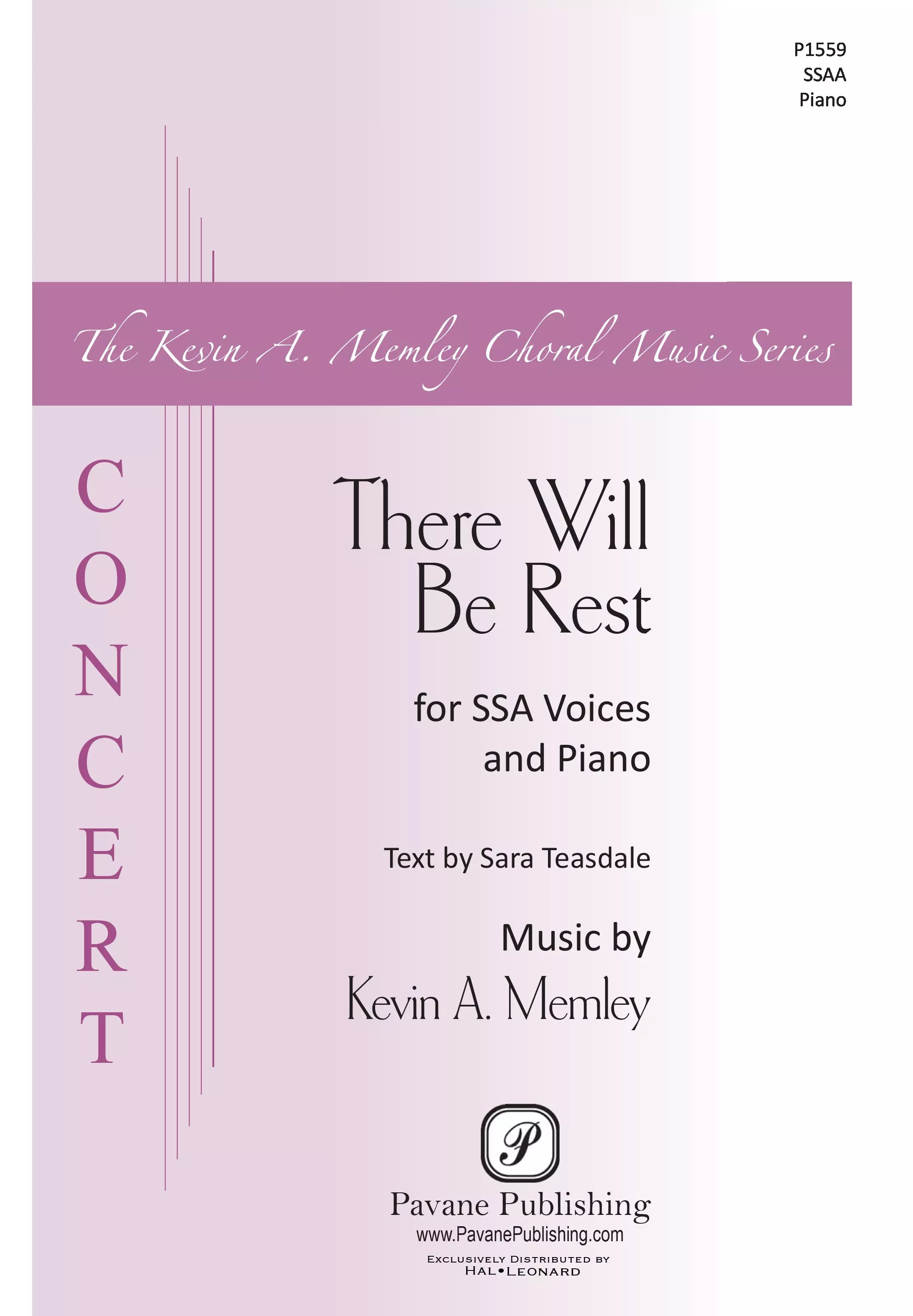 There Will Be Rest - SSA/SSAA - Choral Score - Pavane Publishing