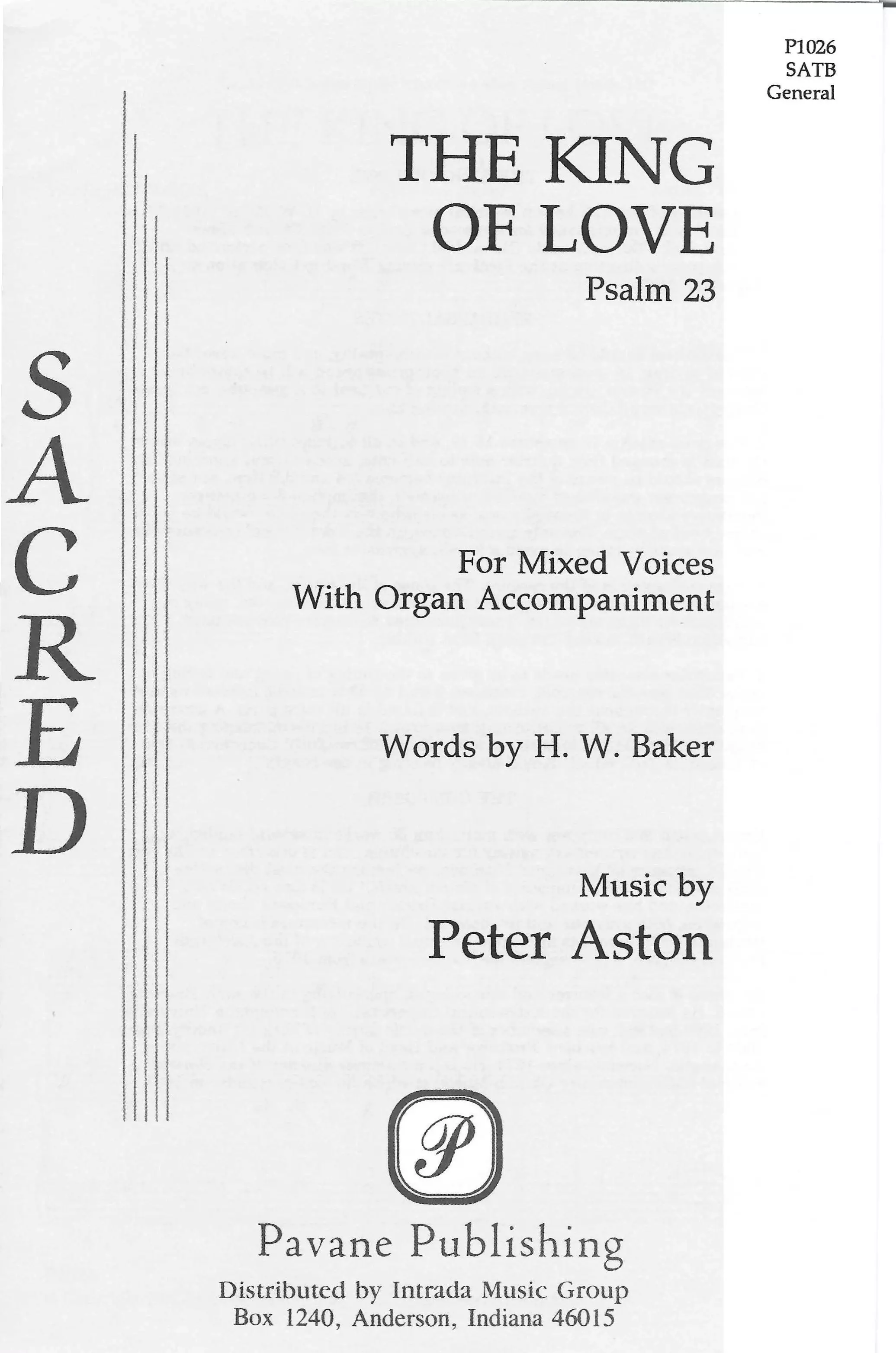 The King Of Love - SATB - Choral Score - Pavane Publishing