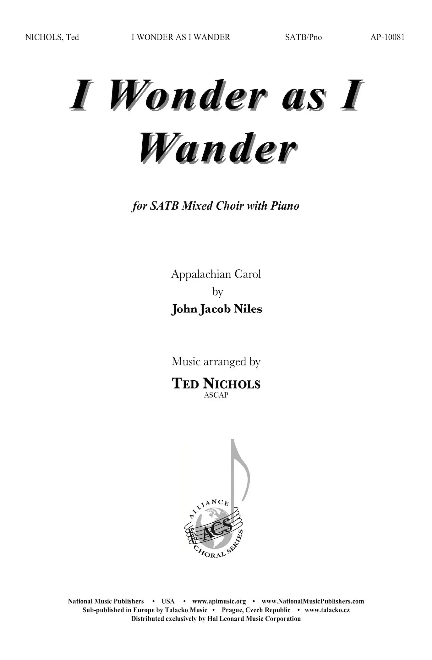 I Wonder As I Wander - Satb-Pno - SATB