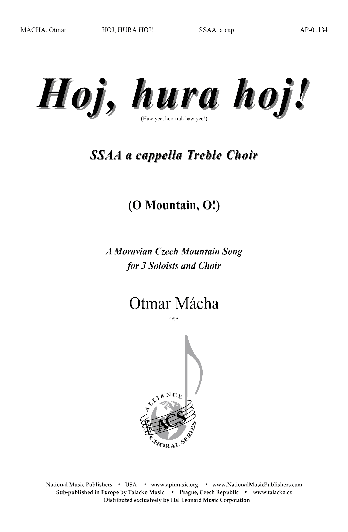 Hoj, Hůra, Hoj (O, Mountain, O) - Ssaa A Cap - SSAA - National Music ...
