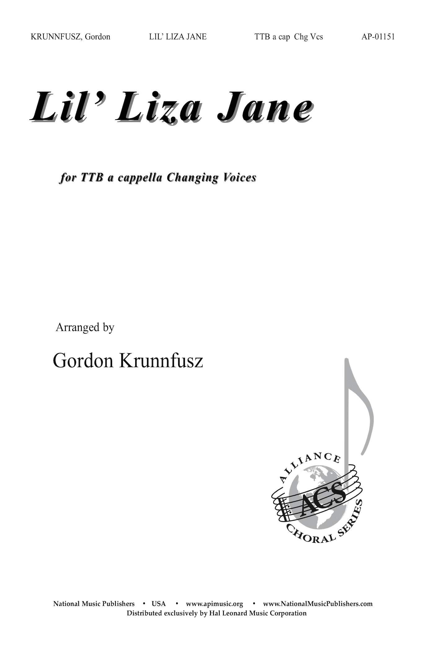 Lil Liza Jane - Ttb Chg Vcs - TTB | National Music Publishers