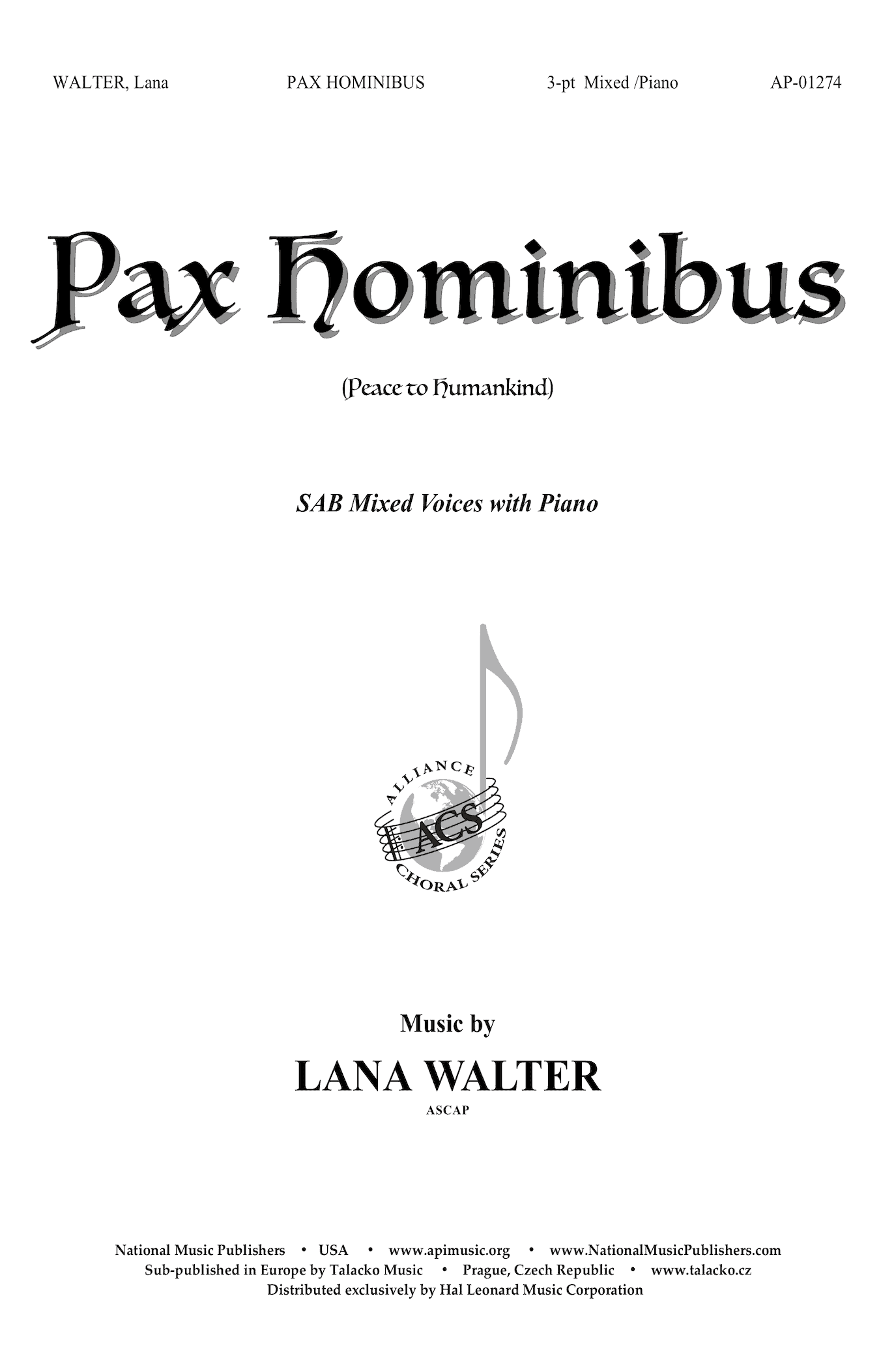 Pax Hominibus - Ssa-Pno - SSA | Fred Bock Publishing Group