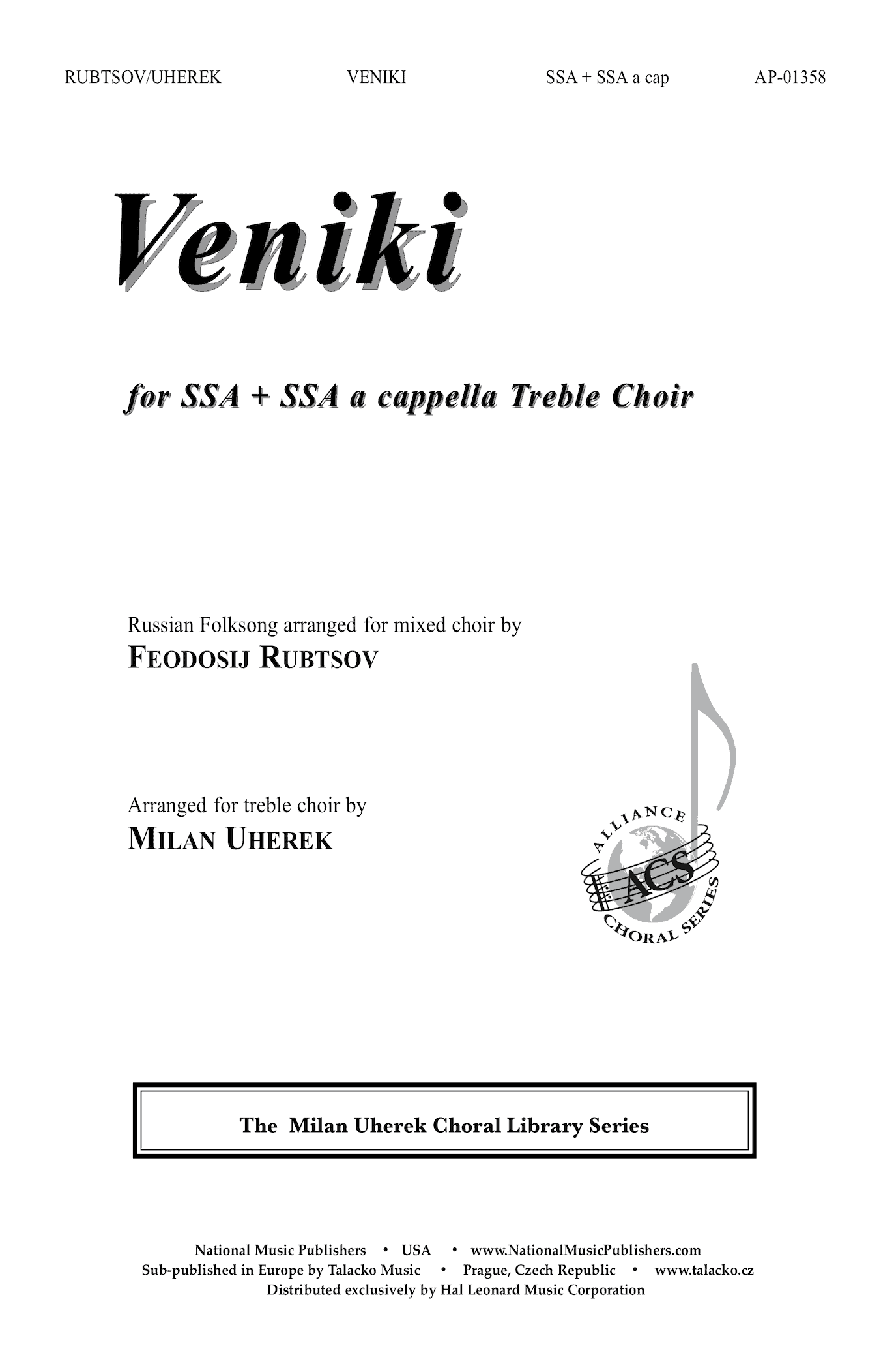 Veniki - Ssa A Cap - SSA - National Music Publishers