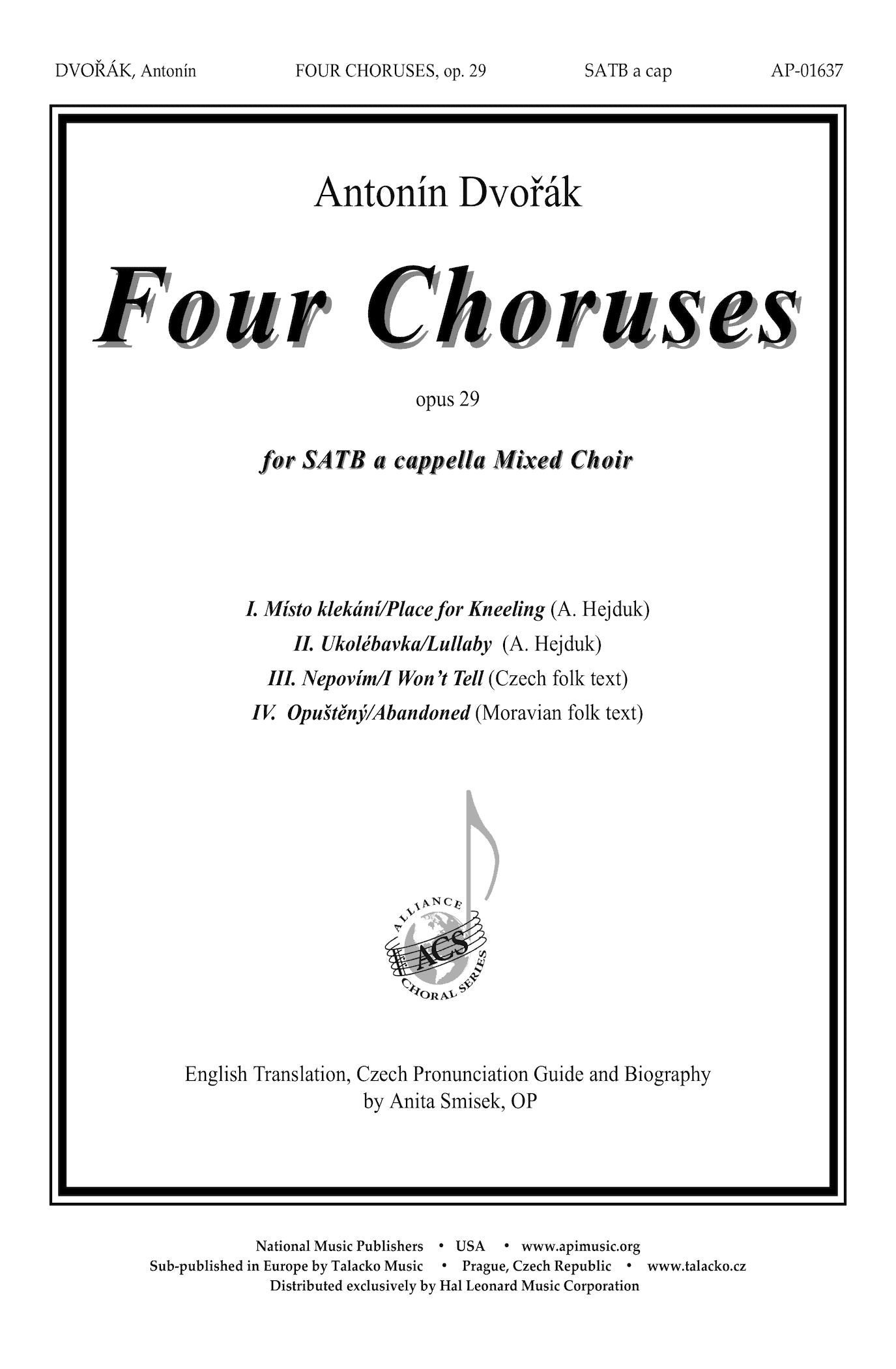 Four Choruses, Op 29 - Satb A Cap - SATB - National Music Publishers