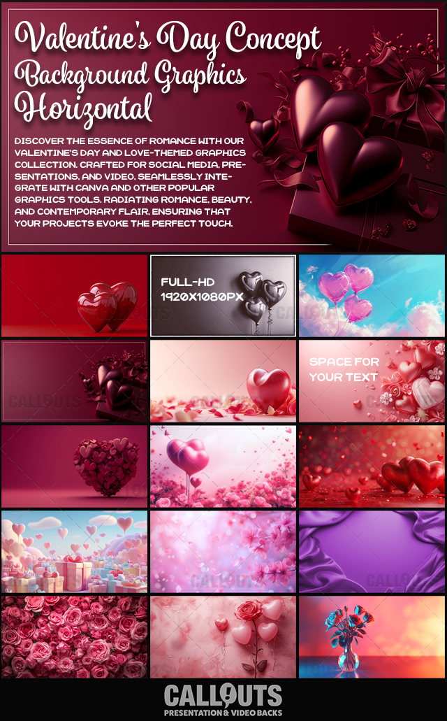 Callouts Creative Assets | Valentines Day Concept Horizontal Pink Bloom