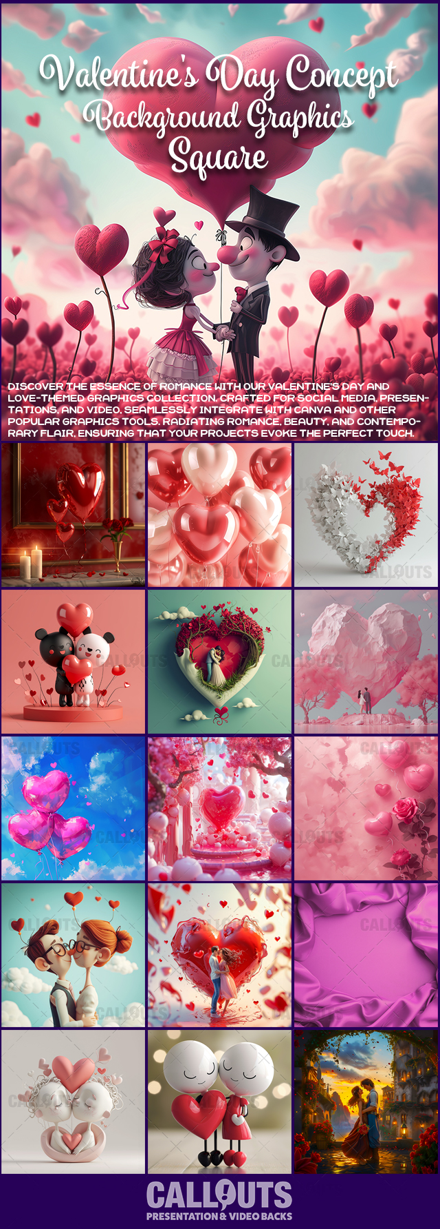 Callouts Creative Assets | Valentines Day Concept Square Valentines Park