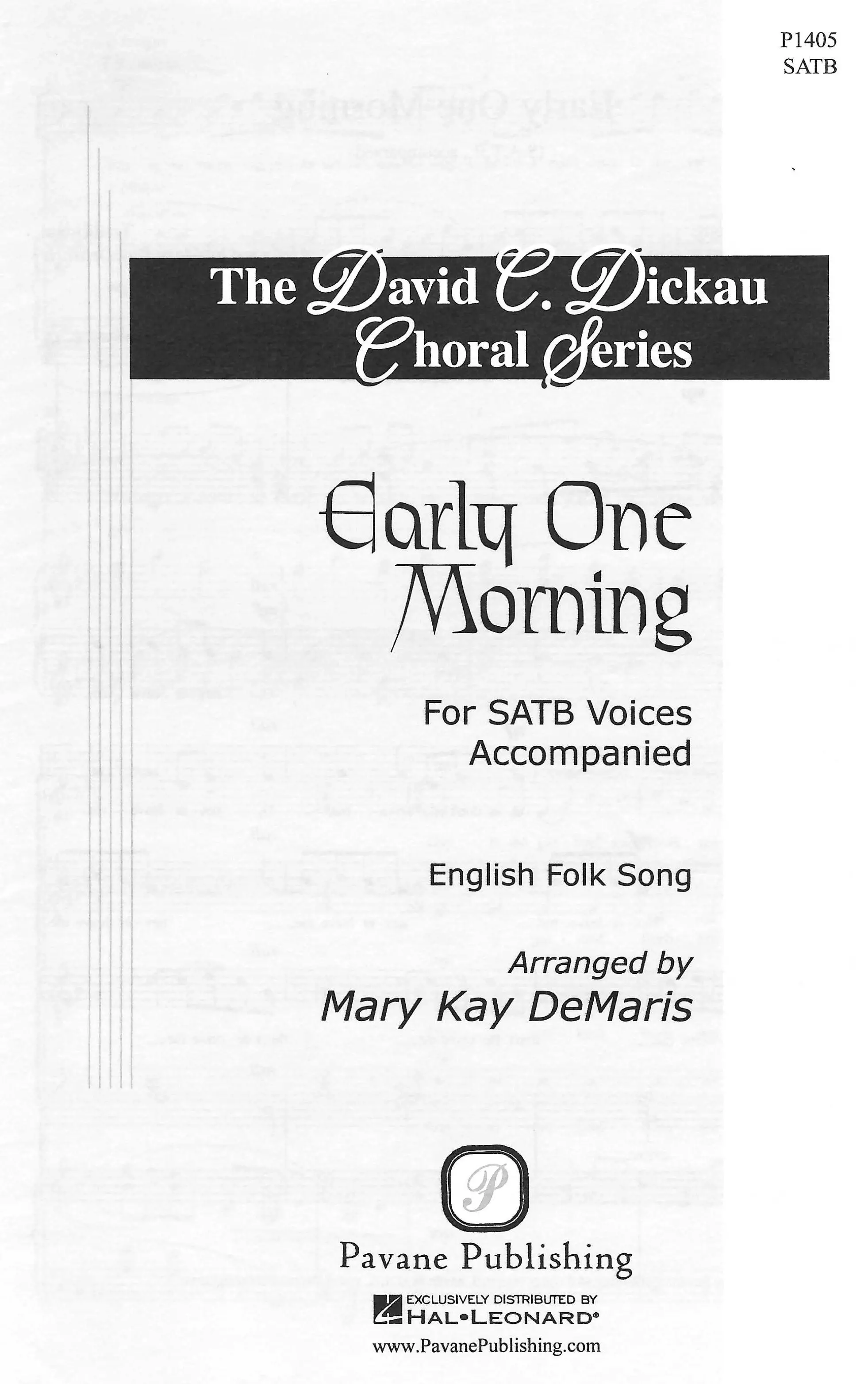 Early One Morning - SATB - Choral Score - Pavane Publishing