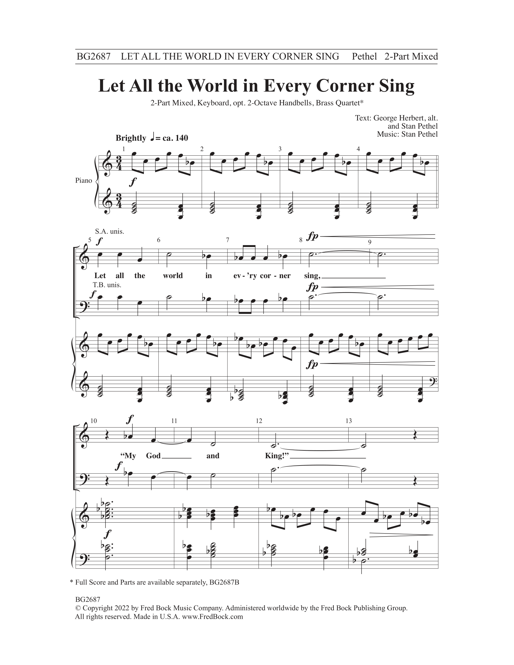 Let All The World In Every Corner Sing - Digital - Fred Bock Music
