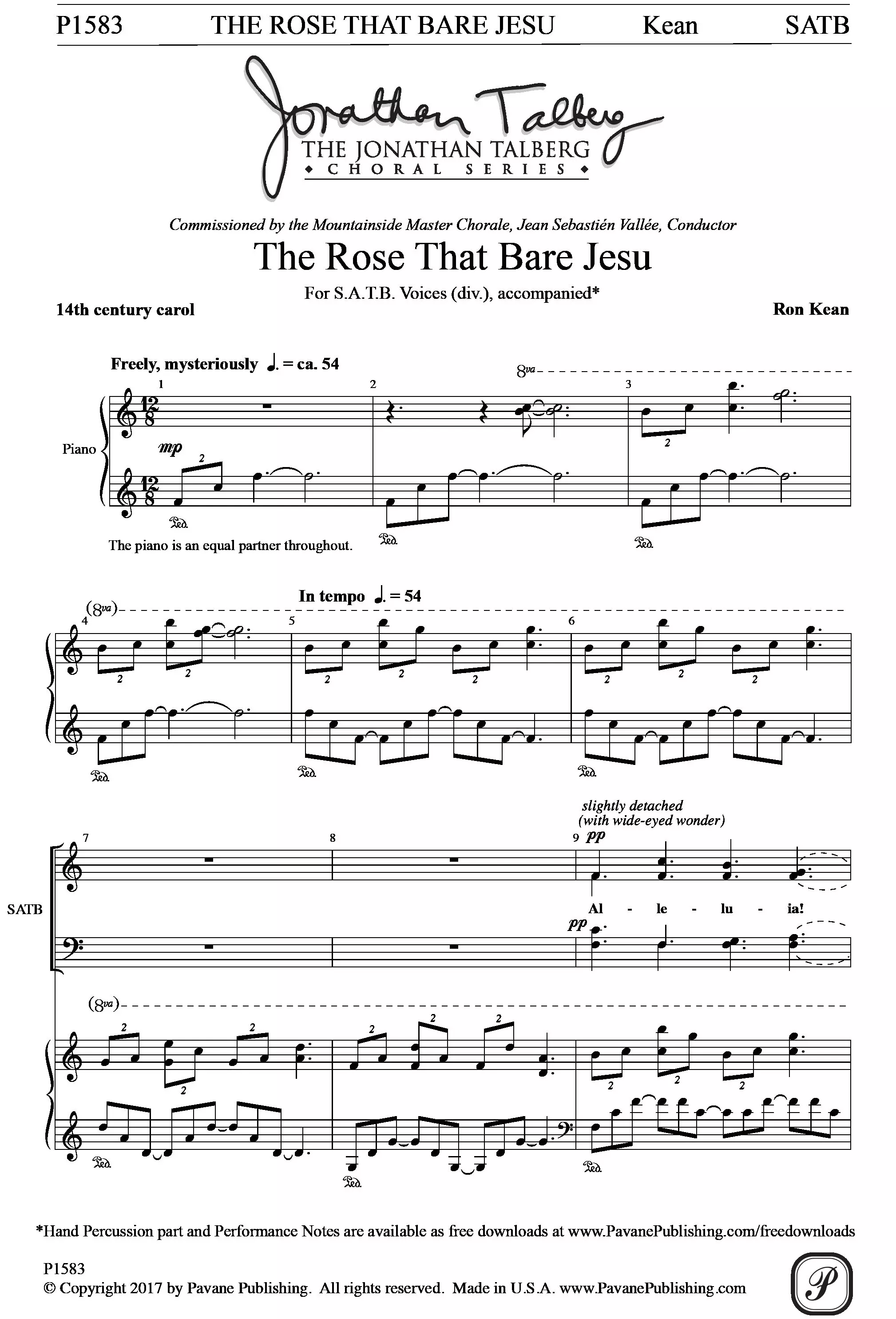 The Rose That Bare Jesu - SATB, divisi - Choral Score - Digital ...