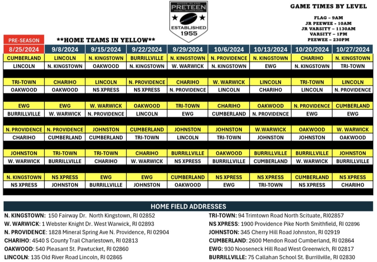 RI Pre-Teen Football and Cheer