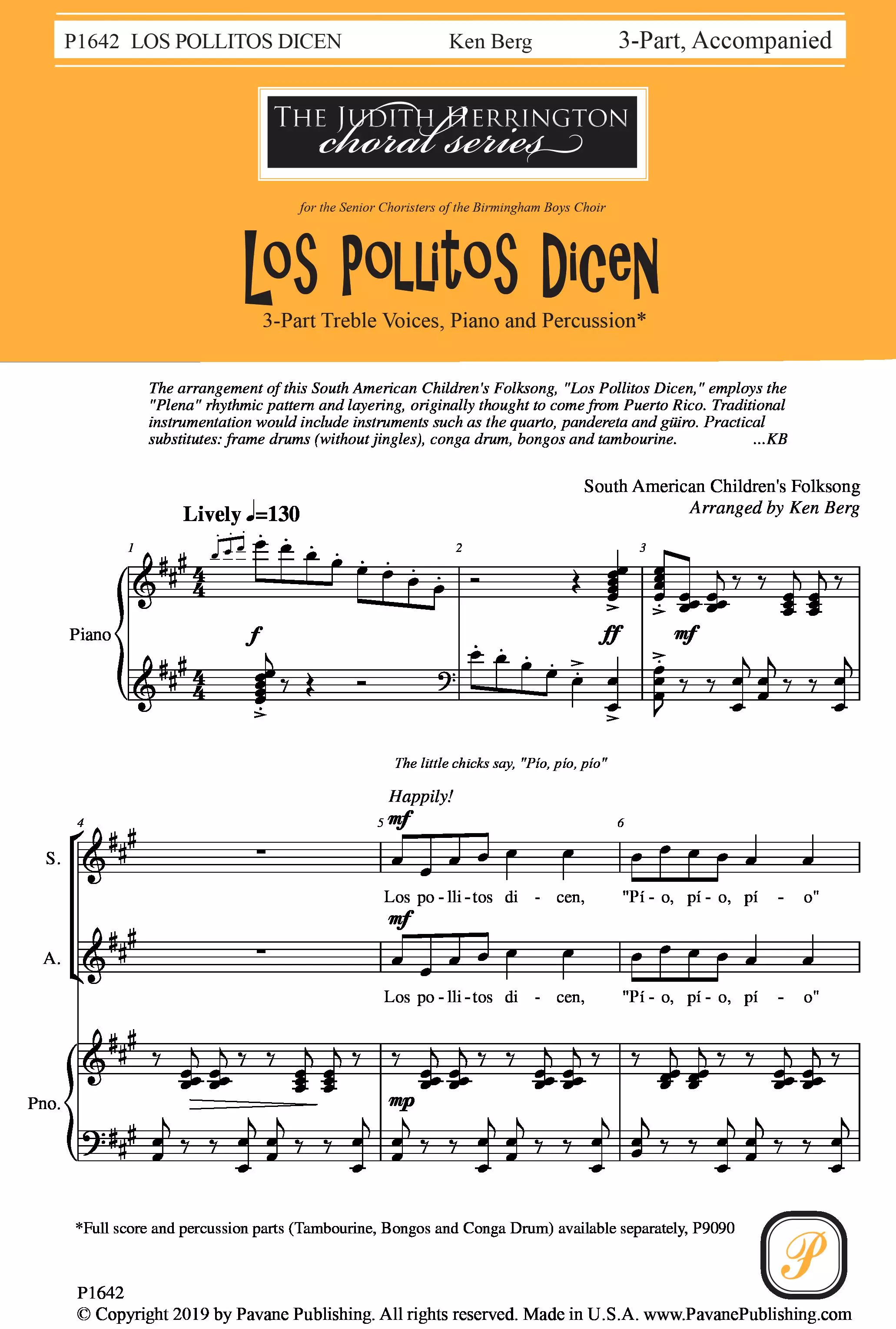 Los Pollitos Dicen - 3-Part Treble - Choral Score - Digital - Pavane ...