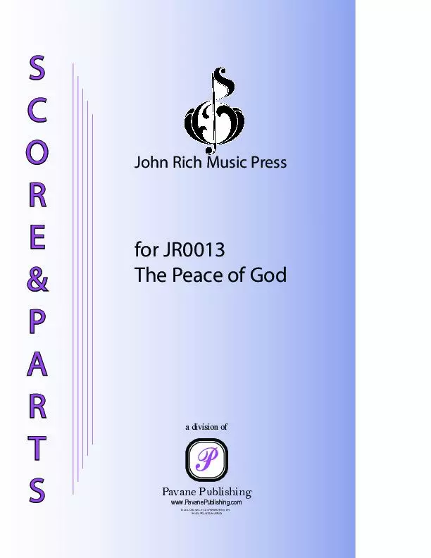 The Peace Of God – SATB – Conductor’s Score And Parts | Allan Robert Petker