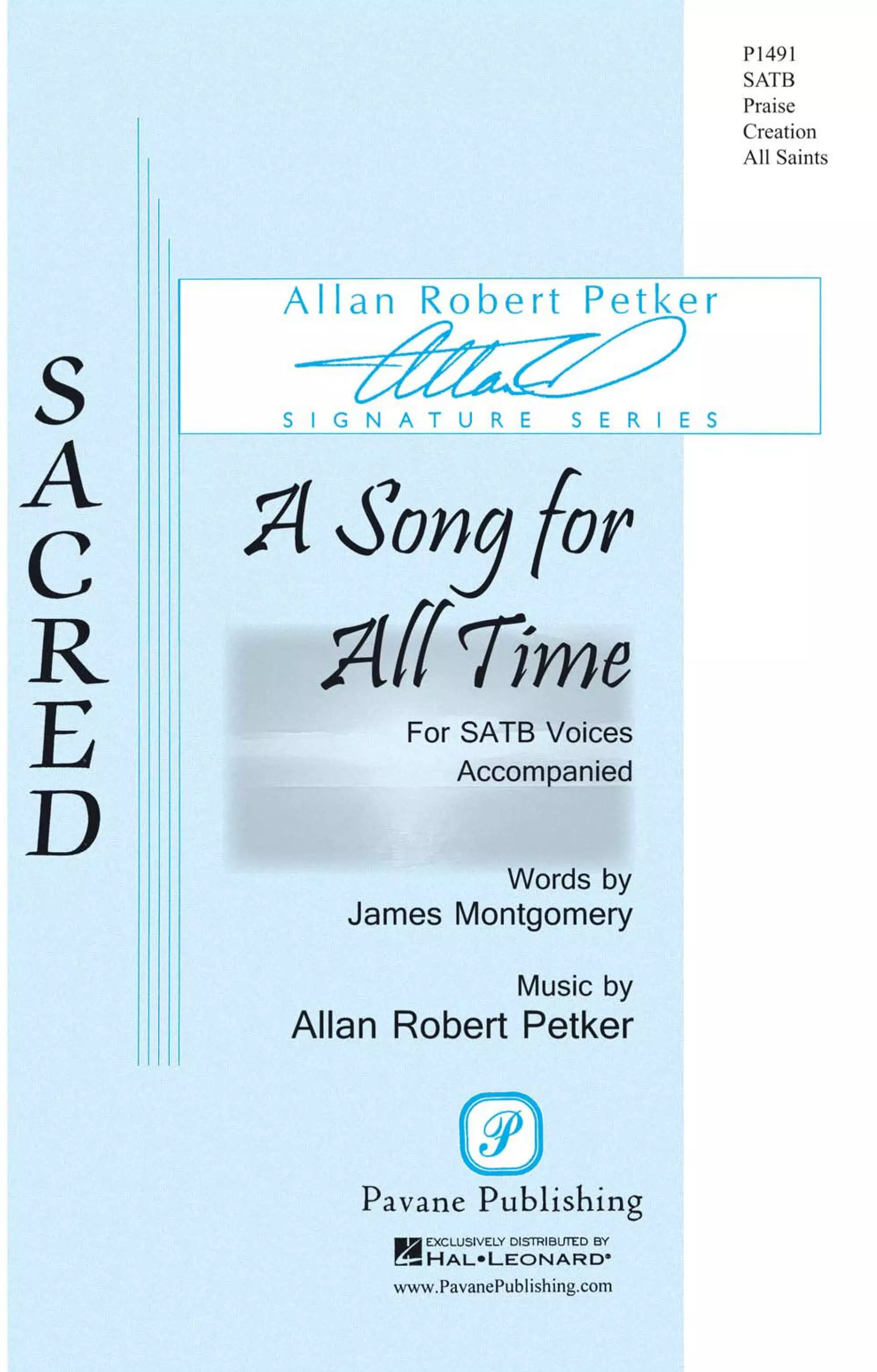 A Song For All Time – SATB – Choral Score | Allan Robert Petker