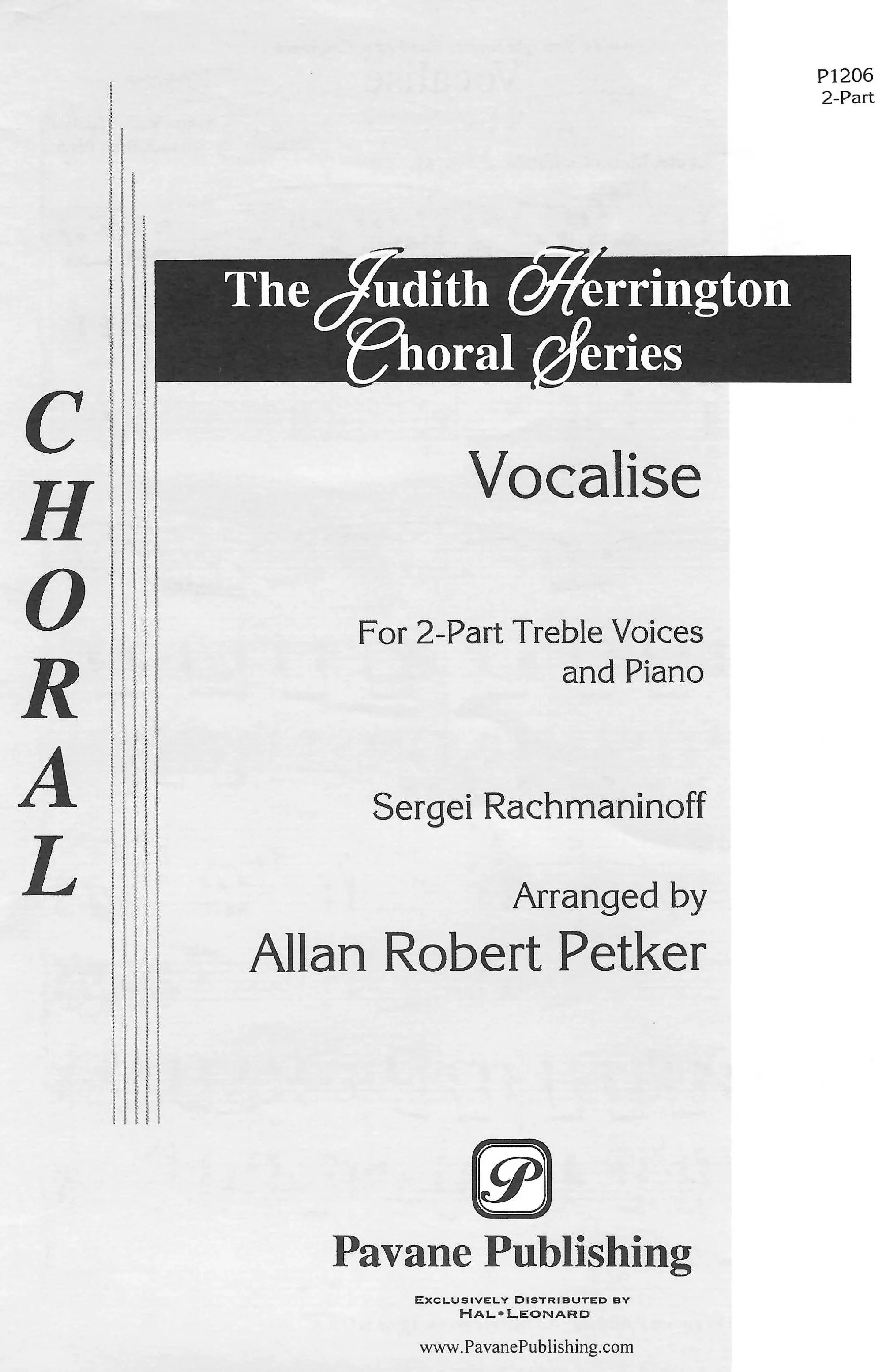 Vocalise - 2-Part Treble - Choral Score - Pavane Publishing