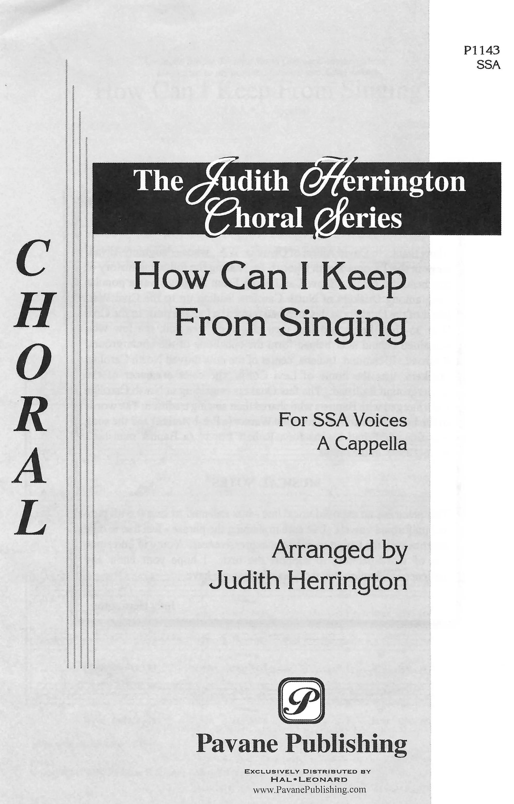 How Can I Keep From Singing? - SSA/SSAA - Choral Score - Pavane Publishing