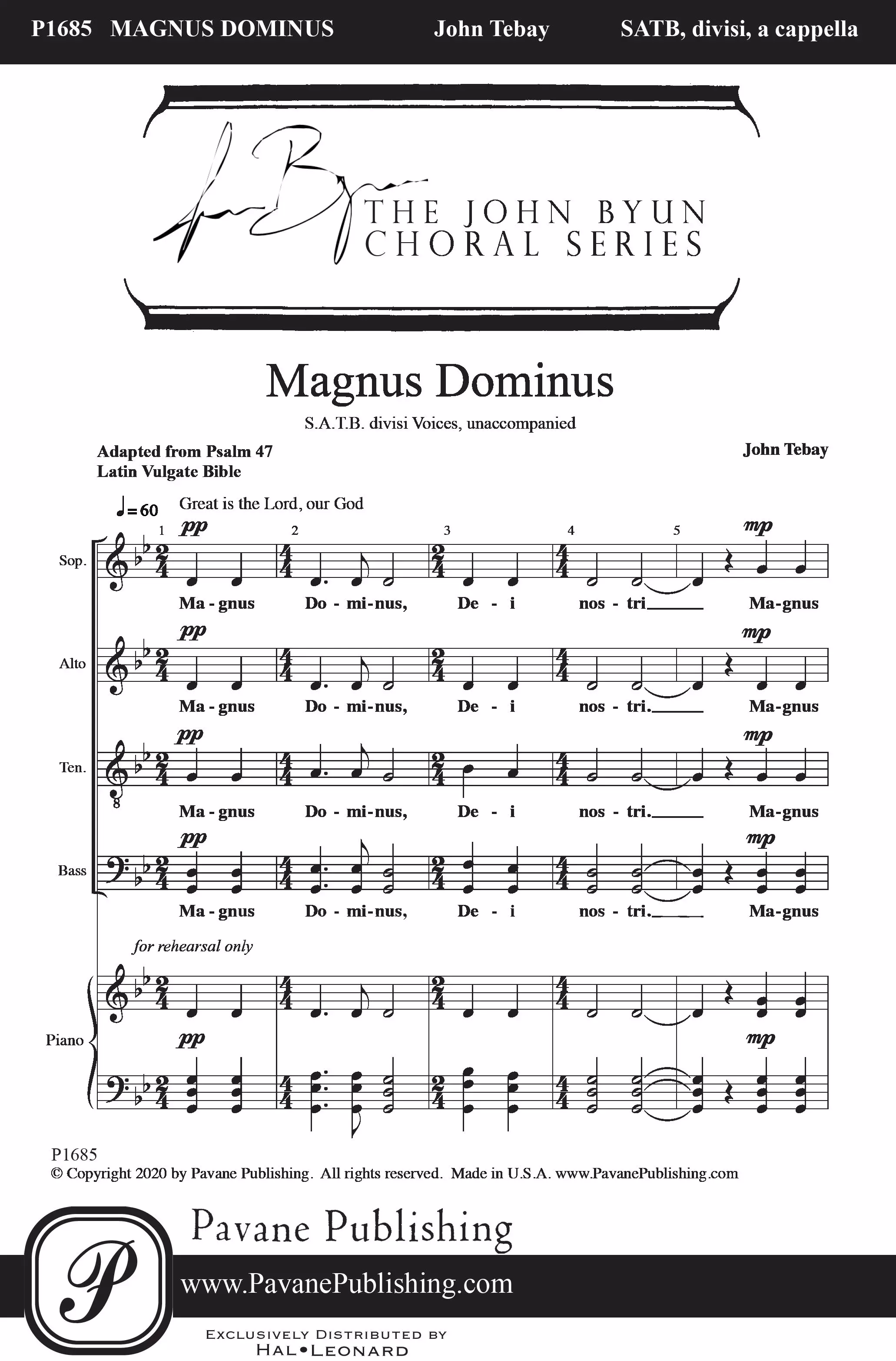 Magnus Dominus - SATB, divisi - Choral Score - Digital - Pavane Publishing