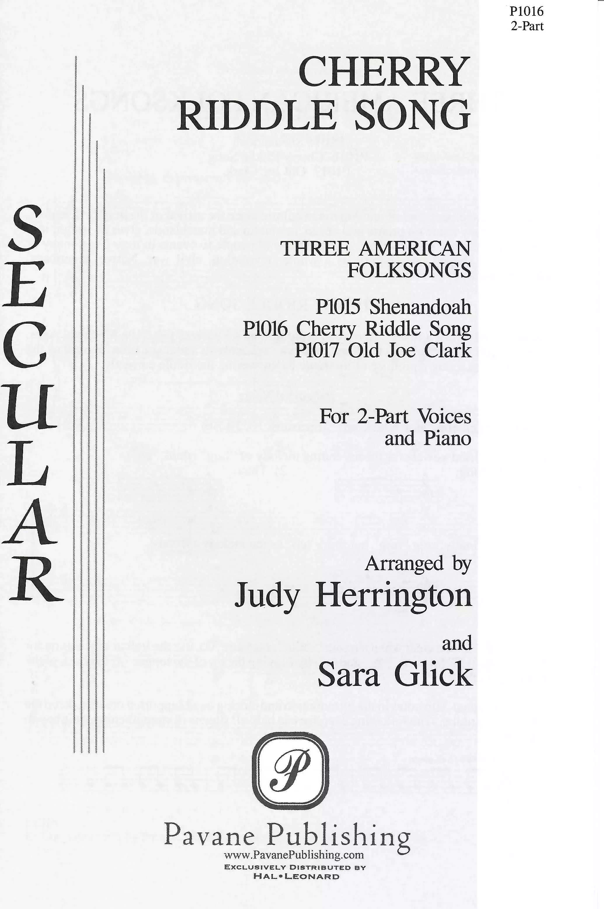 Cherry Riddle Song - 2-Part Treble - Choral Score - Pavane Publishing