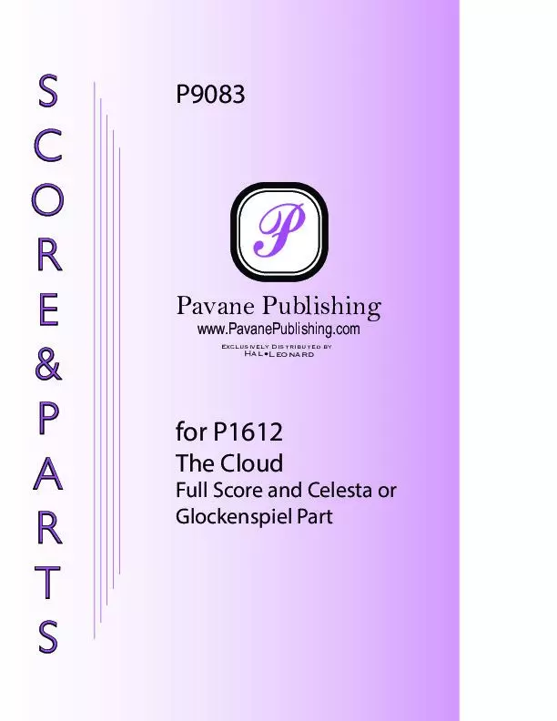 The Cloud - SATB - Conductor's Score And Instrumental Parts - Pavane ...