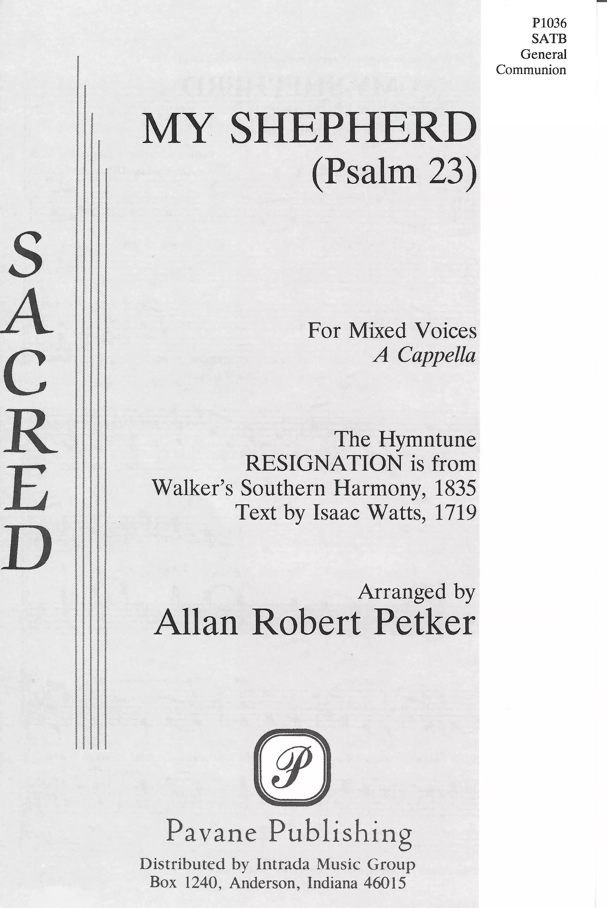 My Shepherd (Psalm 23) - SATB - Choral Score - Pavane Publishing