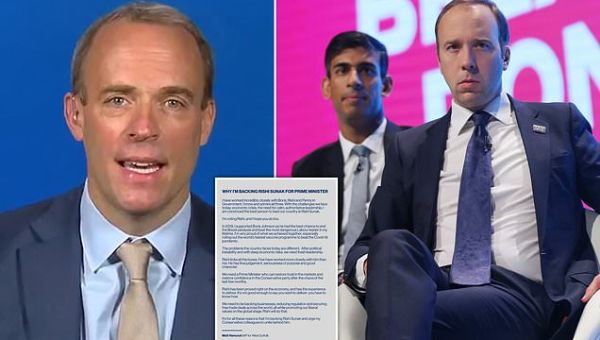 Matt Hancock and Dominic Raab back Rishi Sunak to be next PM – Article ...