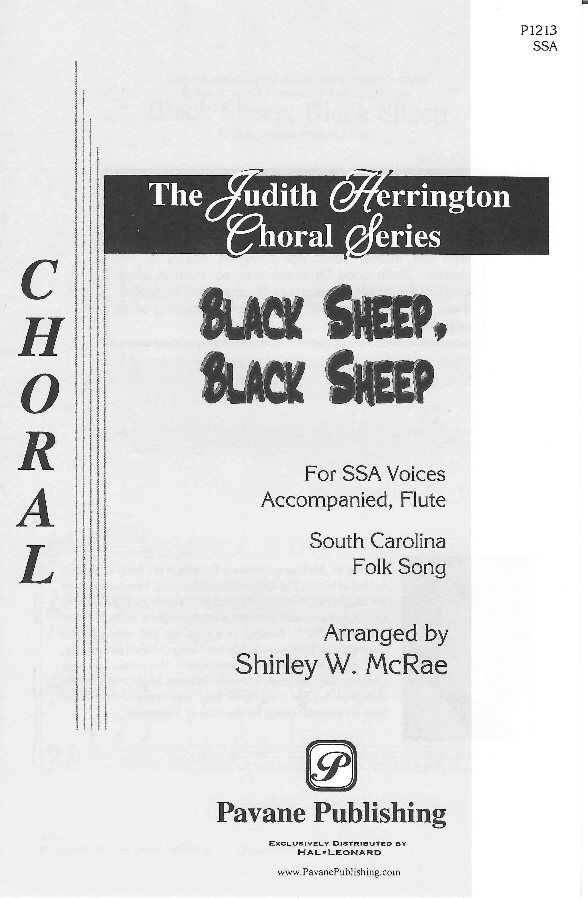 Black Sheep, Black Sheep - 3-Part Treble - Choral Score - Pavane Publishing