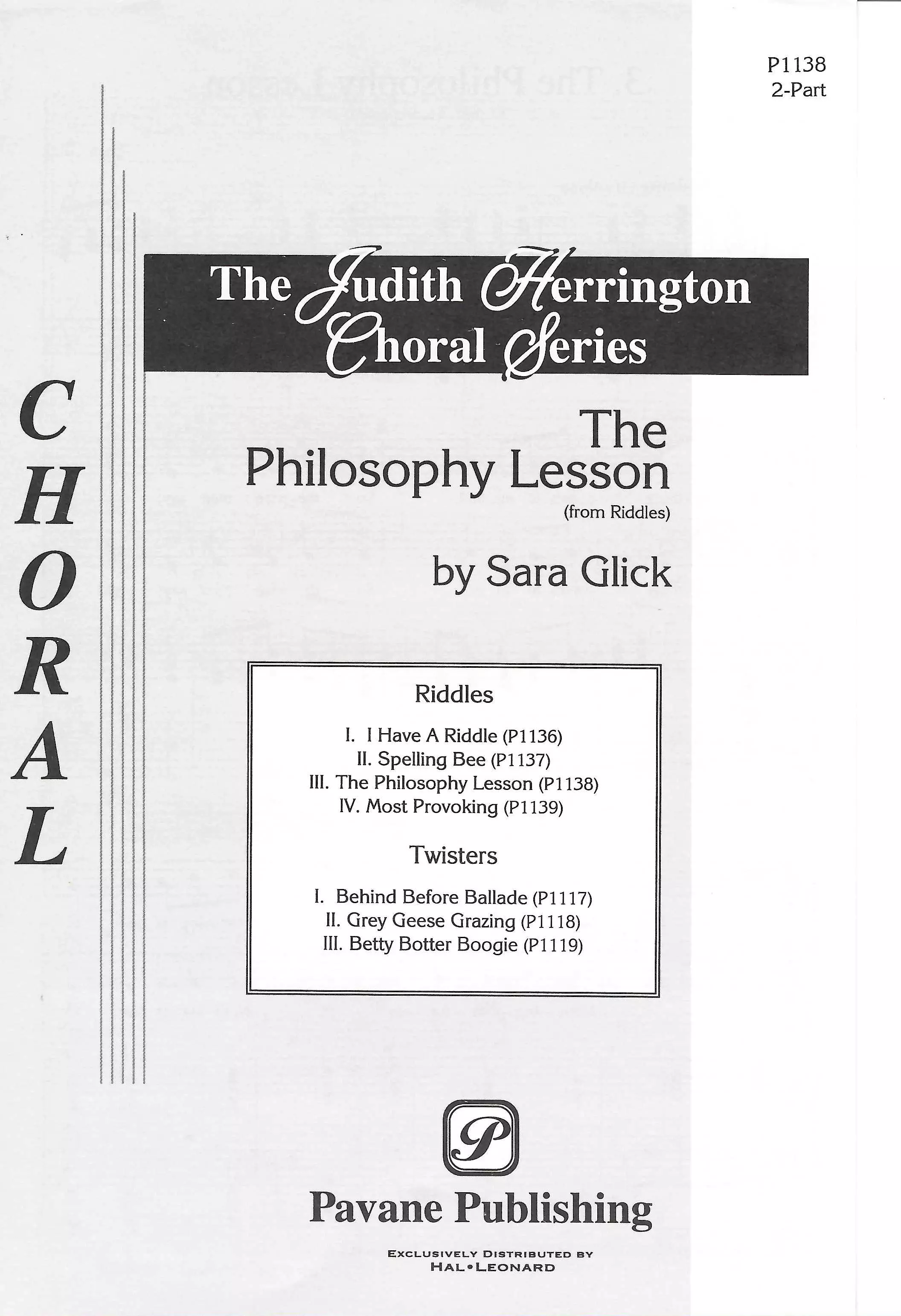 The Philosophy Lesson - 2-Part Treble - Choral Score - Pavane Publishing