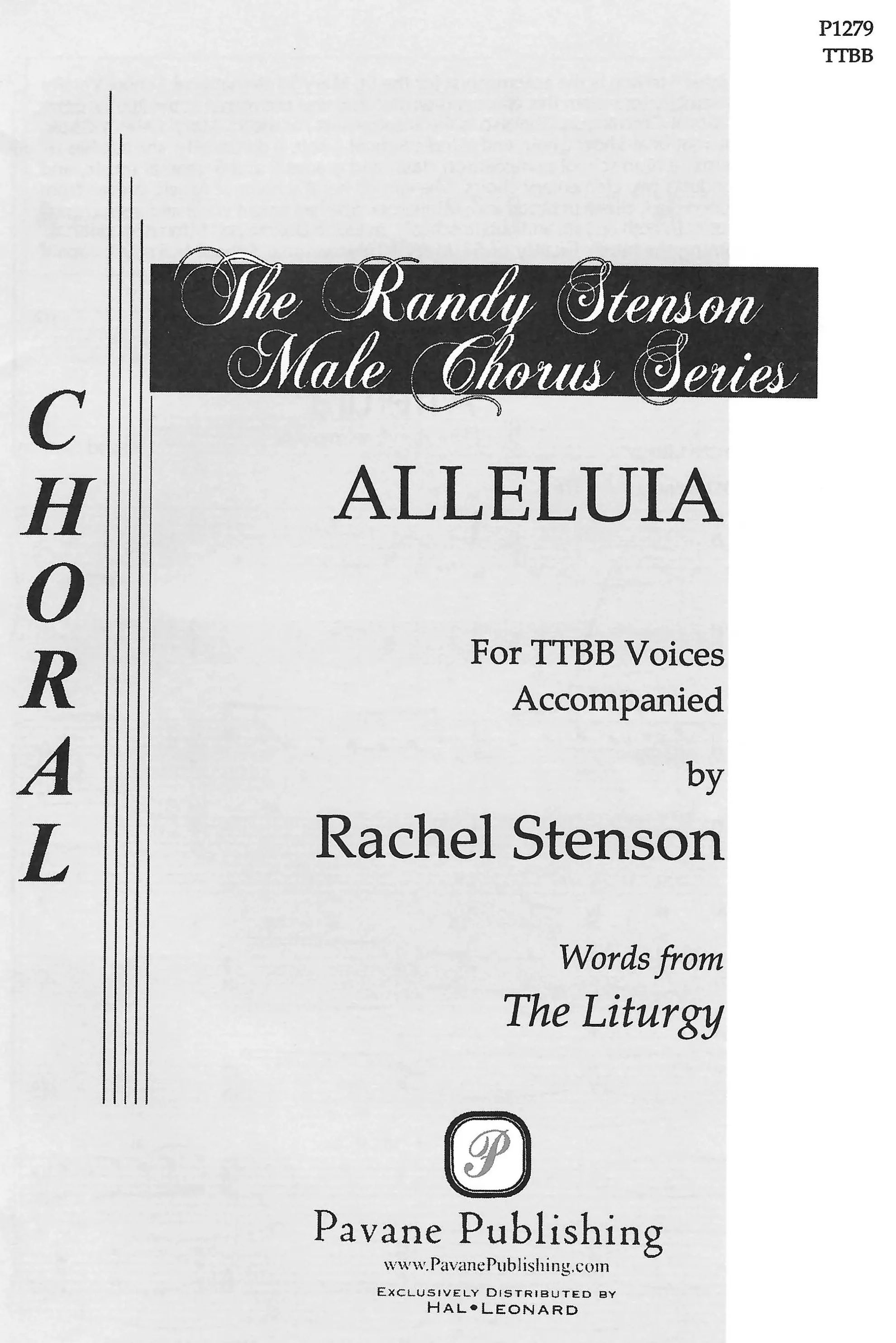 Alleluia - TB/TTB/TBB/TTBB - Choral Score - Pavane Publishing