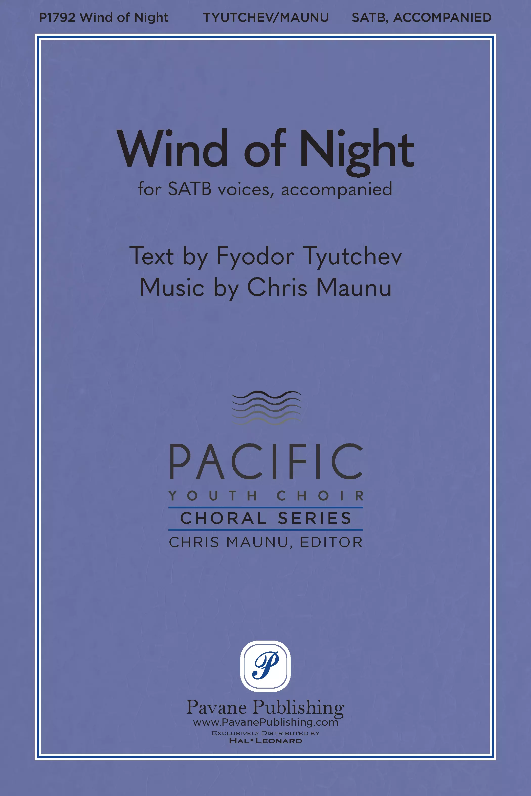 Wind Of Night - SATB - Choral Score - Digital - Pavane Publishing