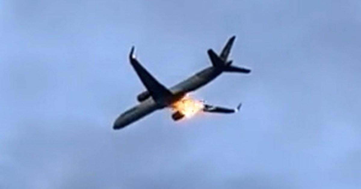 Boeing plane makes emergency landing after engine ‘bursts into flames ...