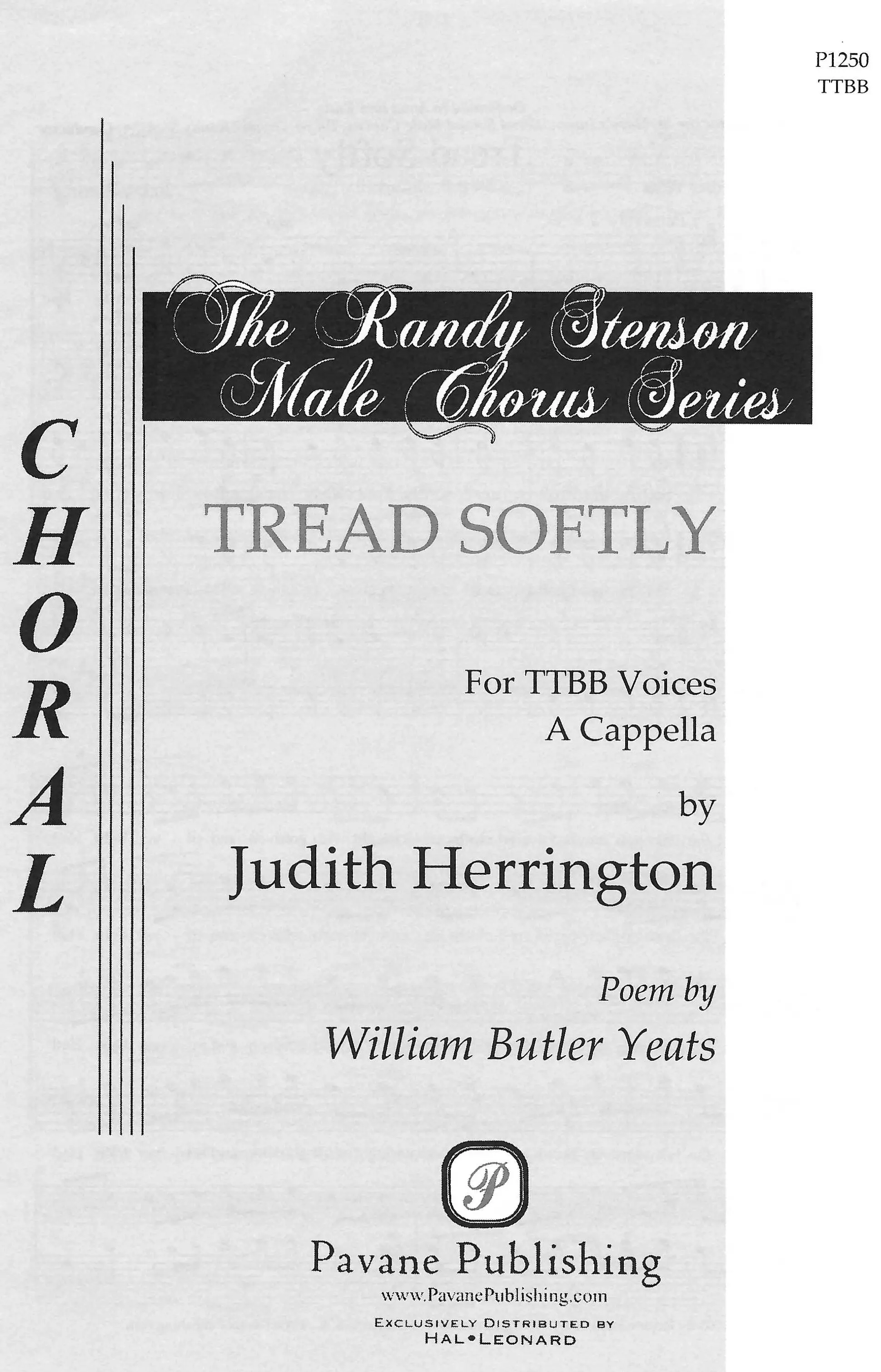 Tread Softly - TB/TTB/TBB/TTBB - Choral Score - Pavane Publishing