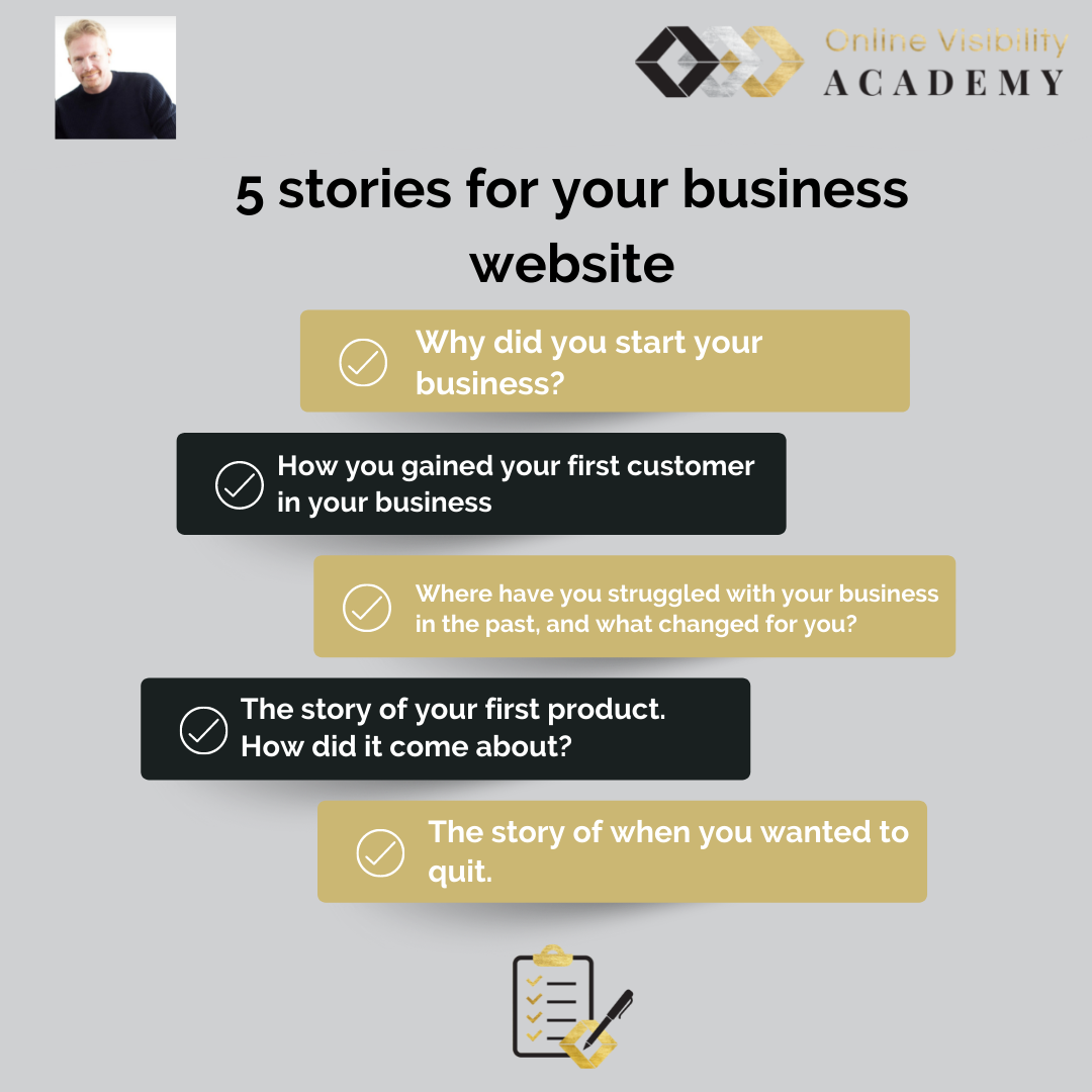 5 Stories to Tell On Your Website - Online Visibility Academy
