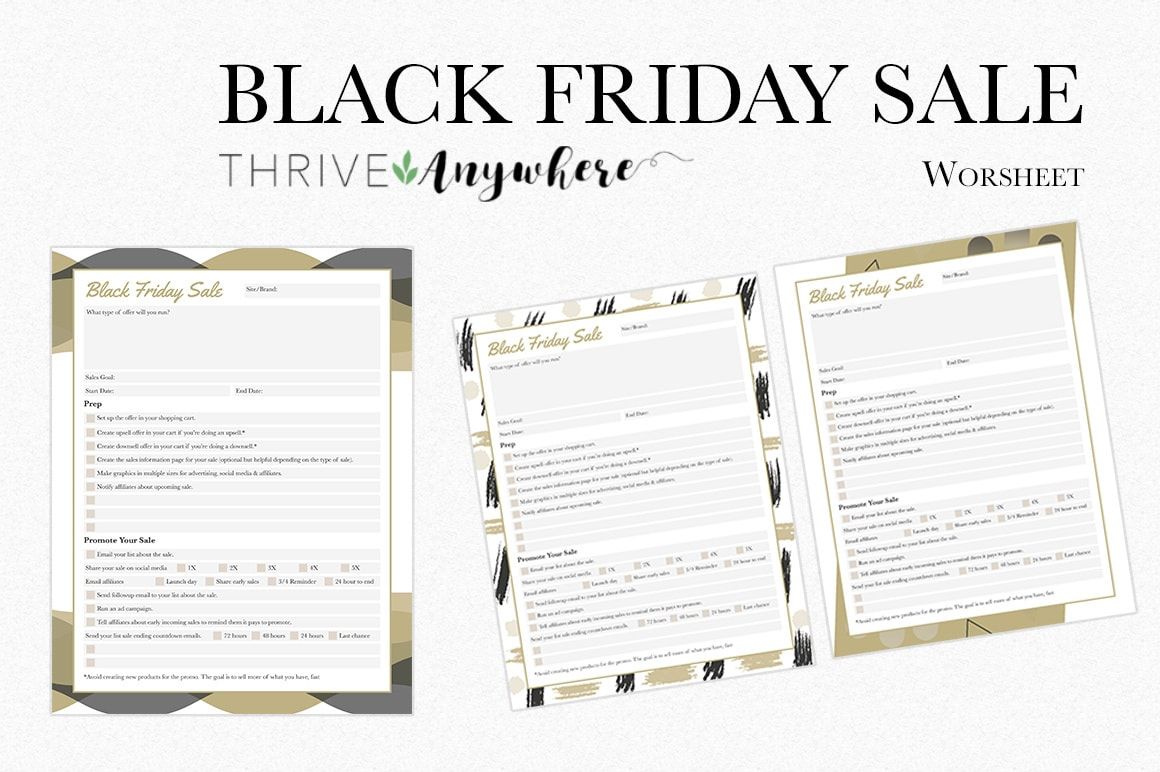Black Friday Sale Worksheet | Thrive Anywhere