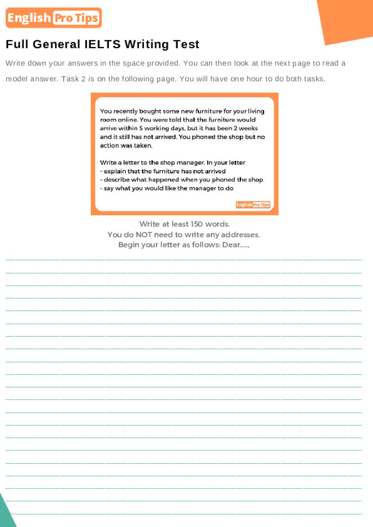 Full General IELTS Writing Test