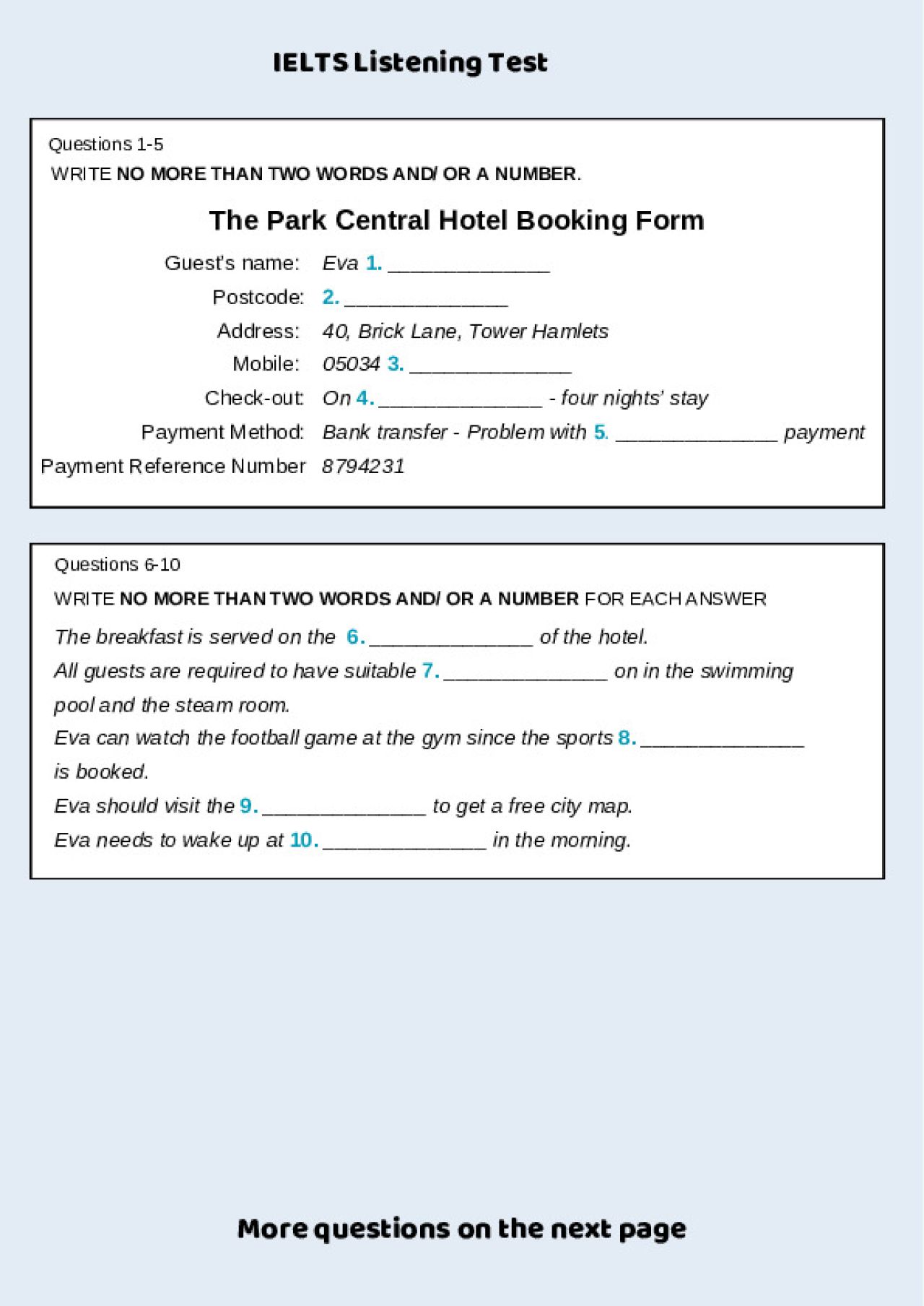 IELTS Listening Test 1