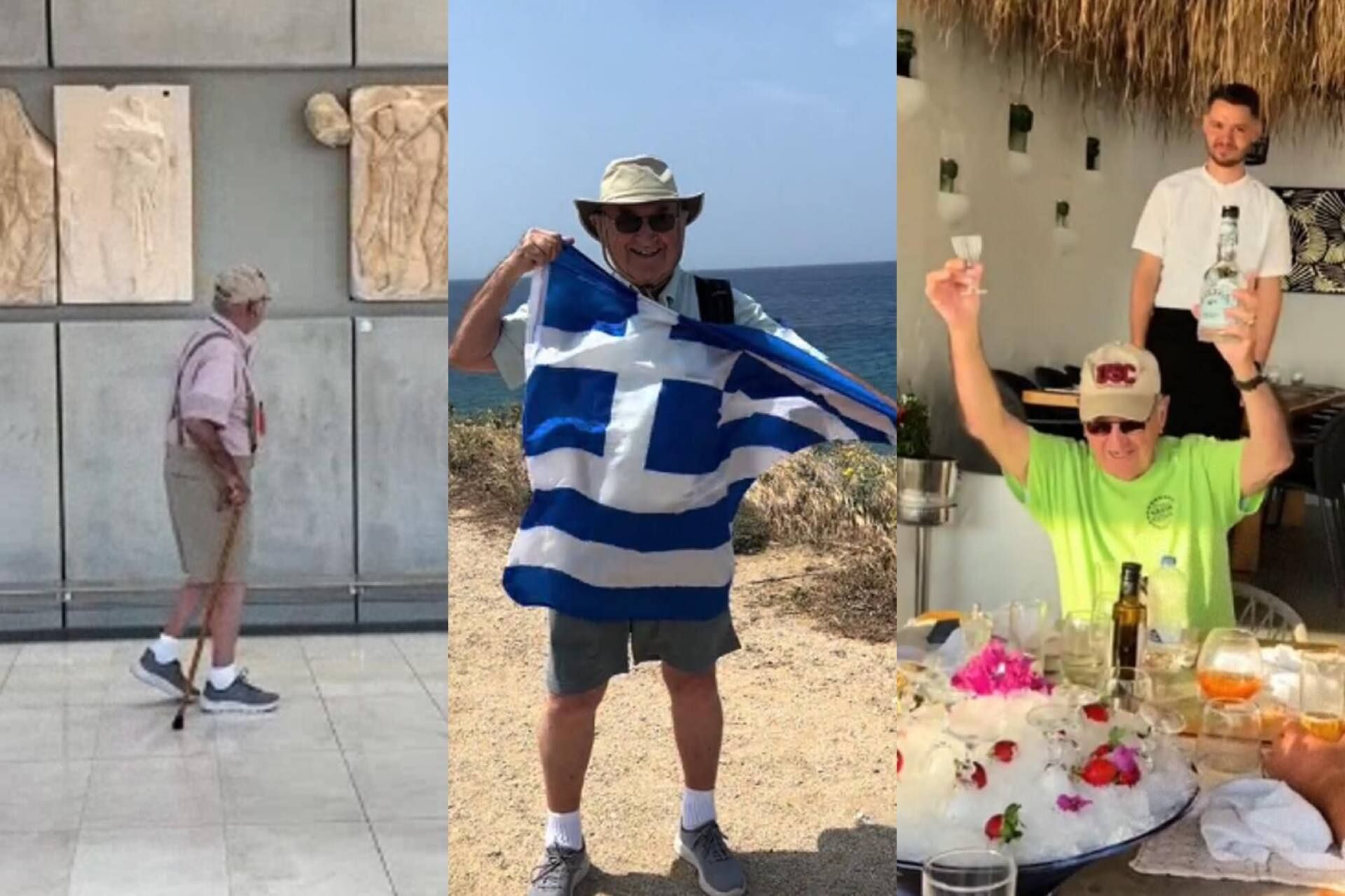 Greek elderly man, 89, makes first trip to Greece and goes viral on ...