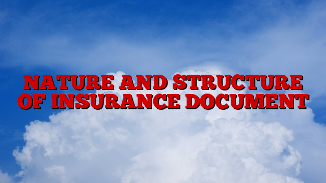 NATURE AND STRUCTURE OF INSURANCE DOCUMENT | Austintommy.com.ng
