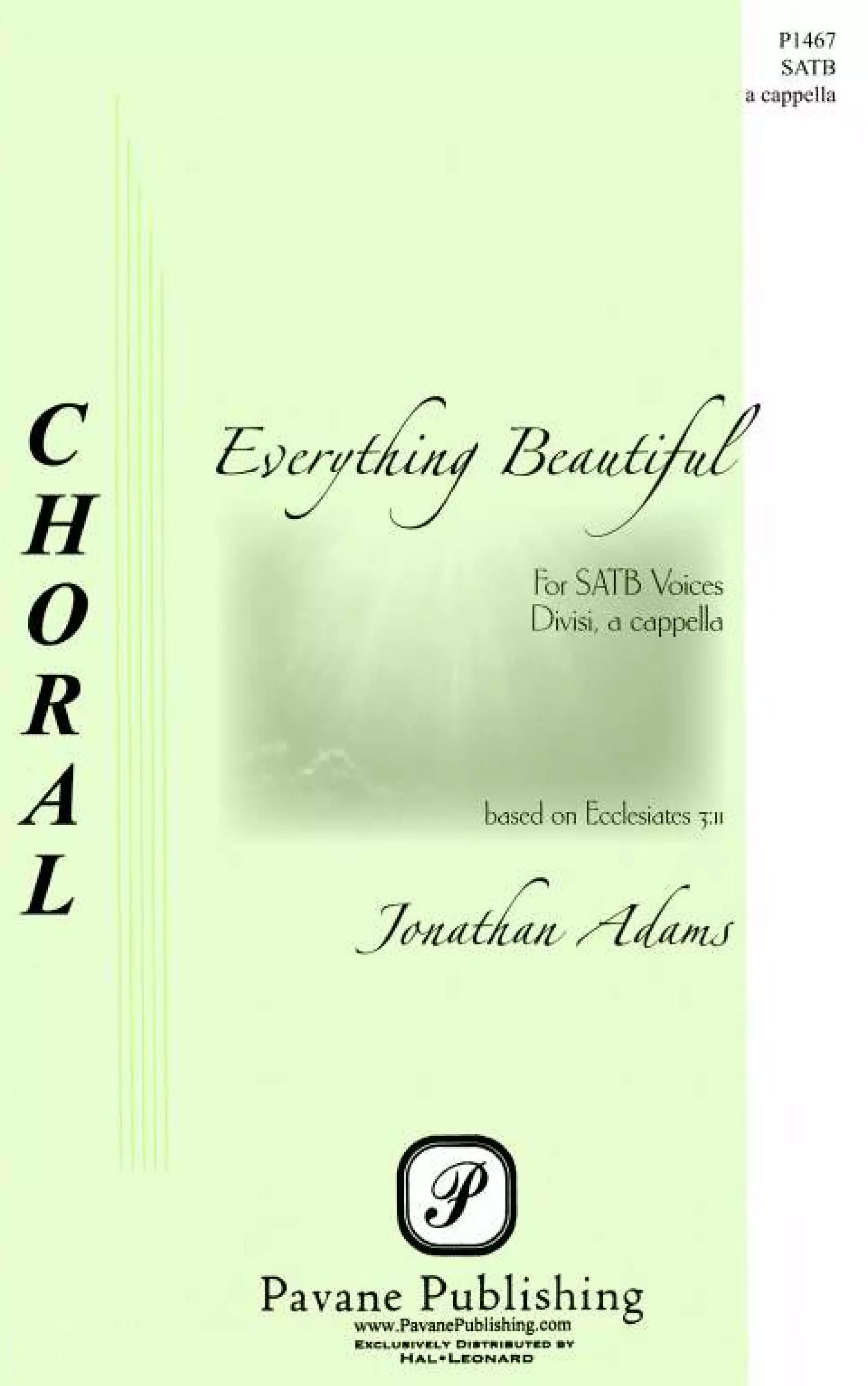 Everything Beautiful - SATB - Choral Score - Digital - Pavane Publishing
