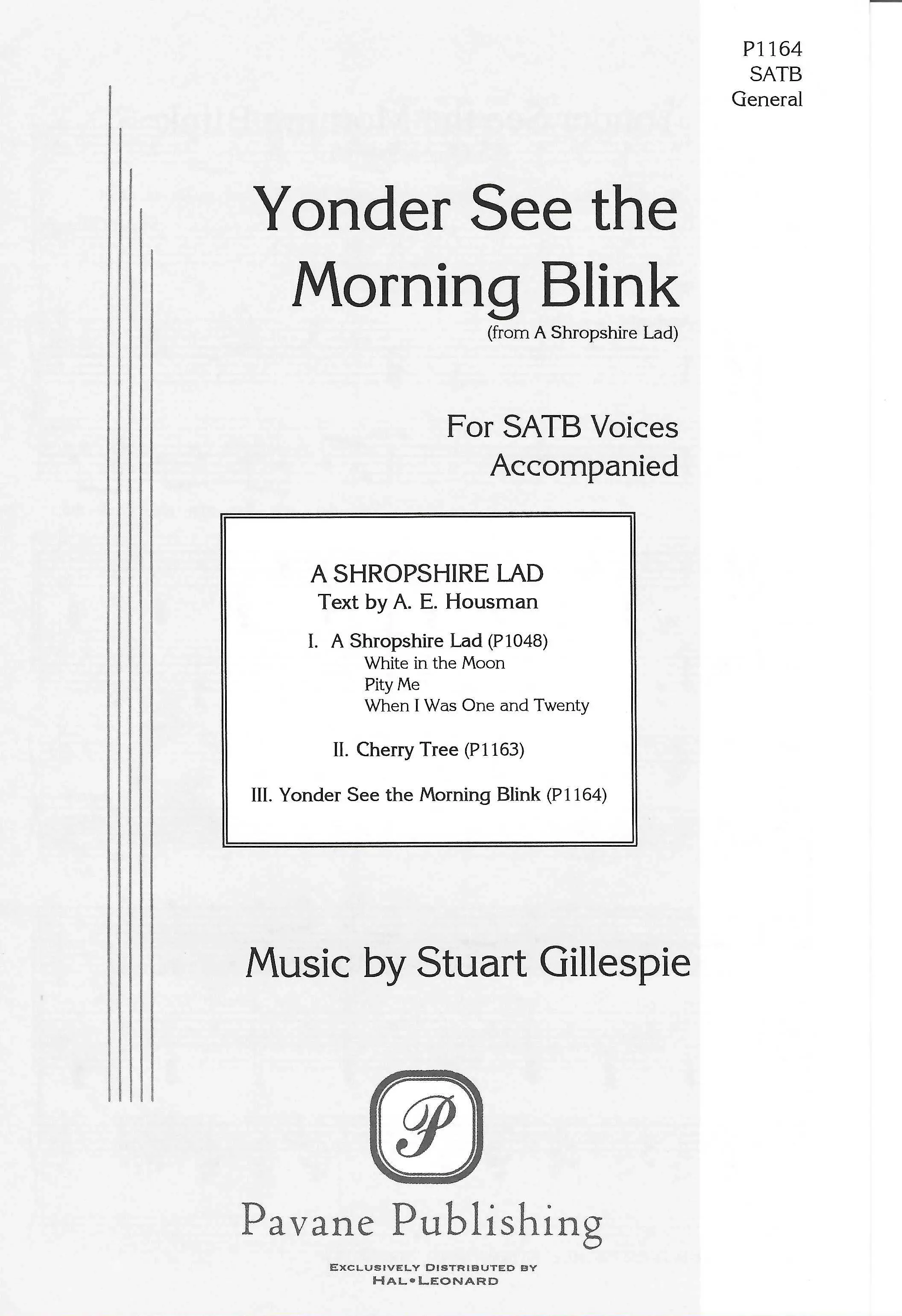 Yonder See The Morning Blink - SATB - Choral Score - Pavane Publishing