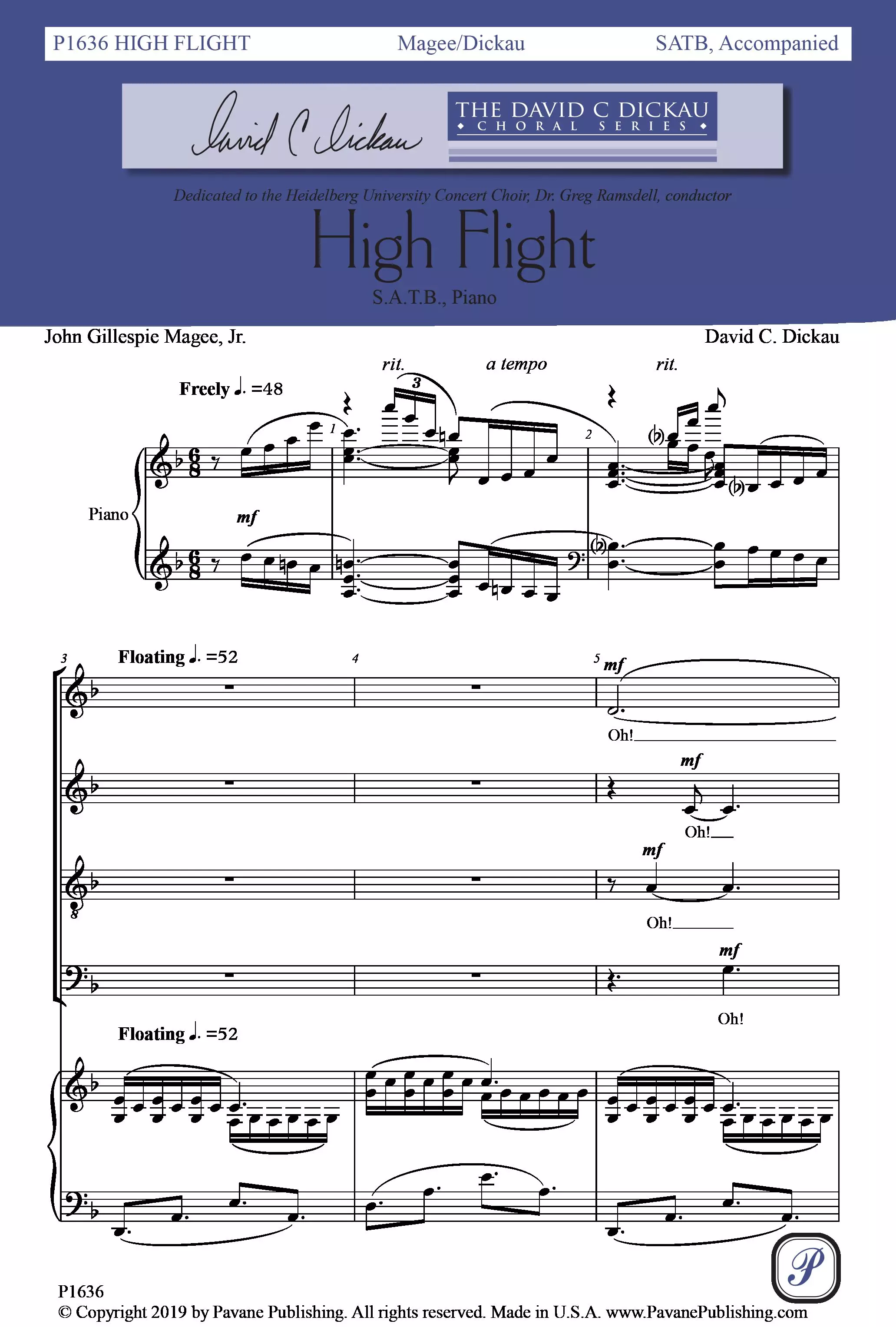 High Flight - SATB - Choral Score - Pavane Publishing