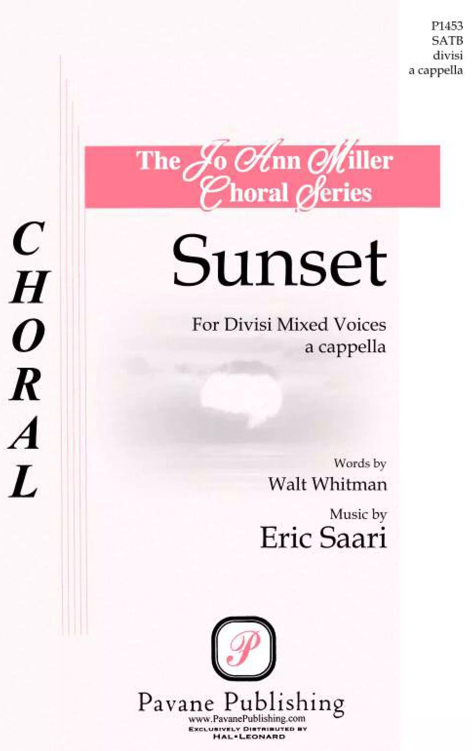 Sunset - SATB - Choral Score - Pavane Publishing